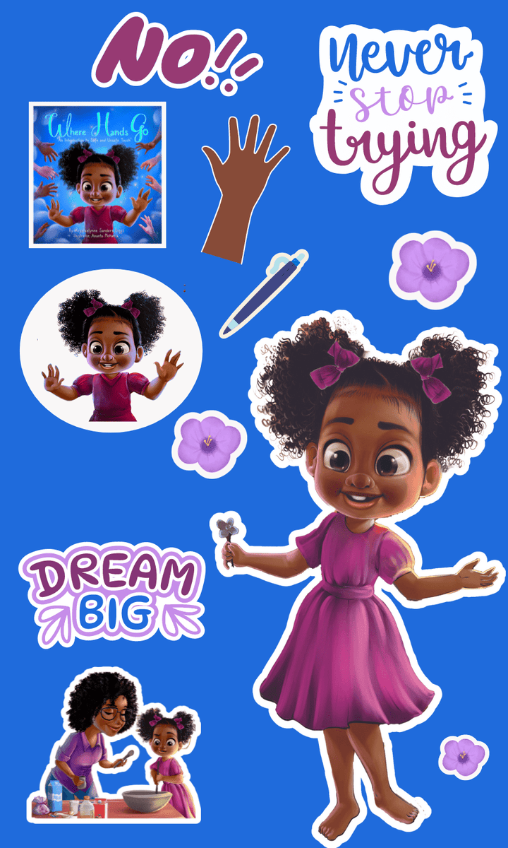 Sticker Sheet - Where Hands Go (Girl) – Author Krystaelynne Sanders Diggs